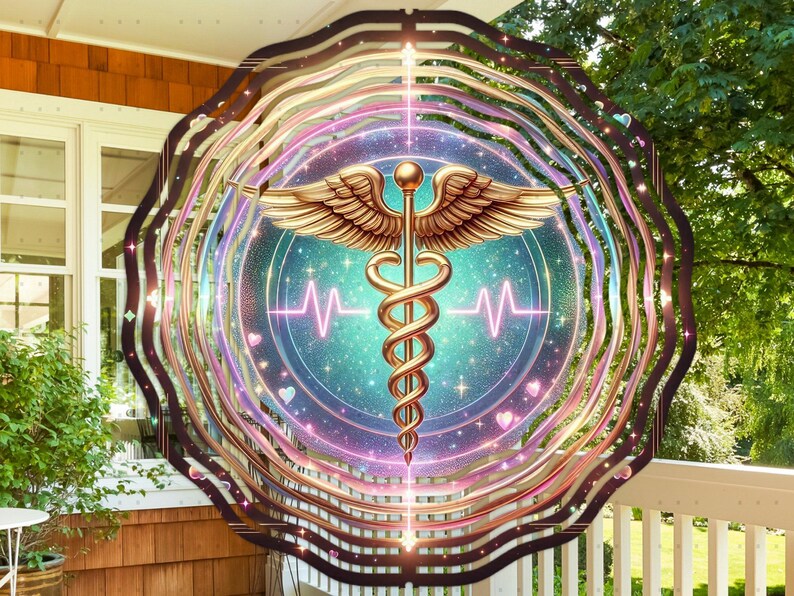 Nurse Wind Spinner PNG Sublimation Design 10inch Door Hanger Round ...