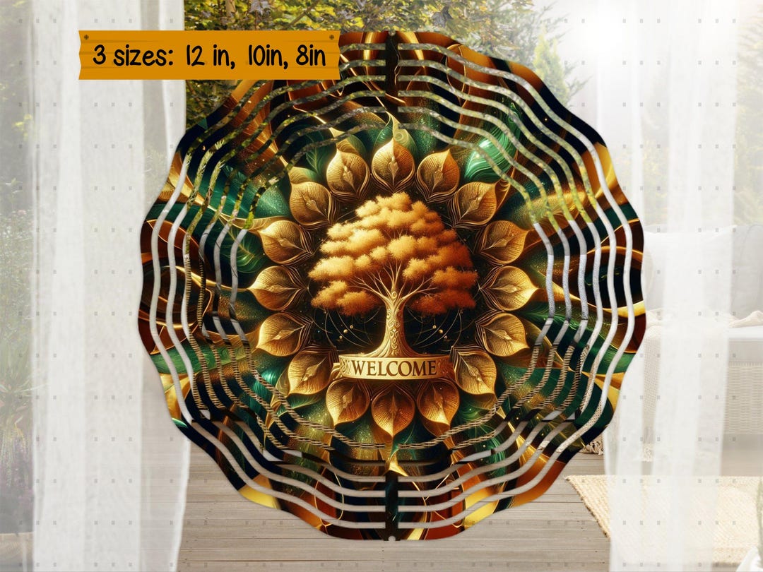 Welcome Wind Spinner PNG Sublimation Design Green Tree 10inch Door ...