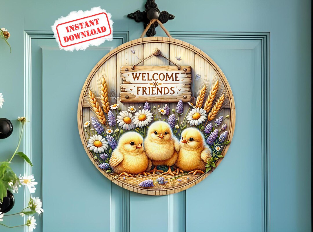 Welcome Friends Sign Door Hanger Png Sublimation Design, Spring Baby ...