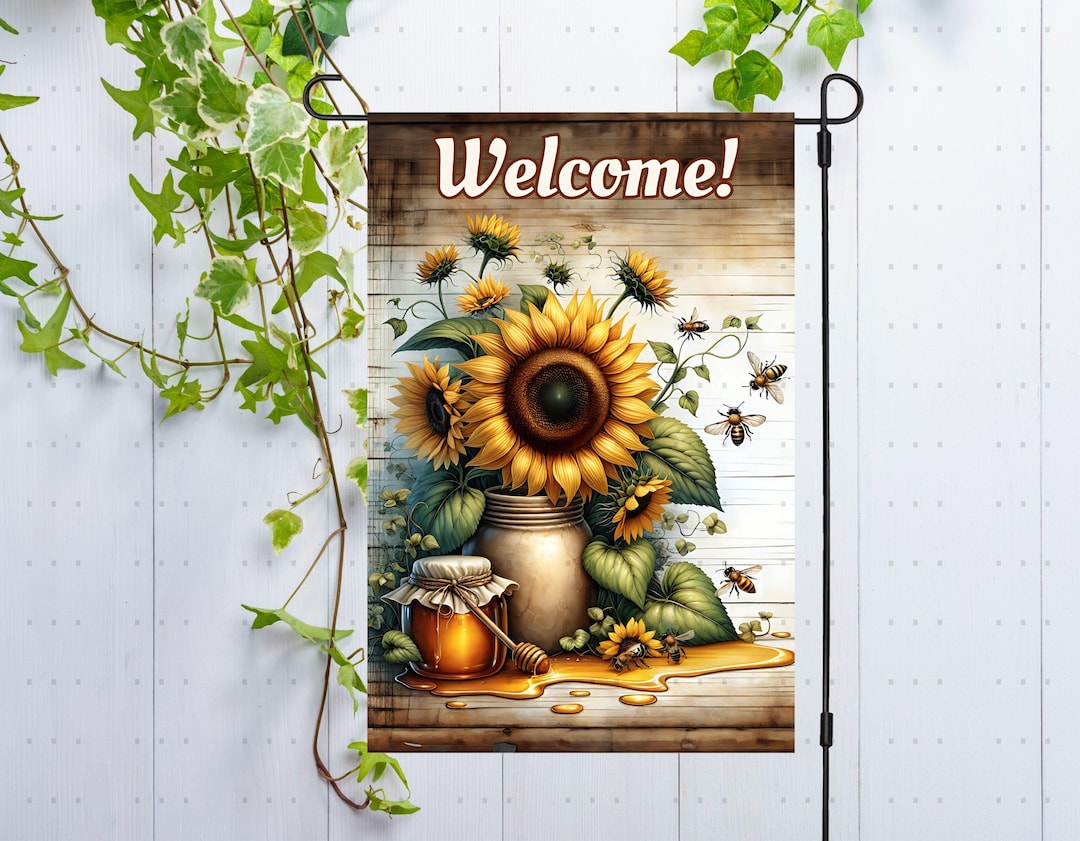 Welcome Garden Flag PNG Sublimation Design Yard Flag Decor, Sunflower ...