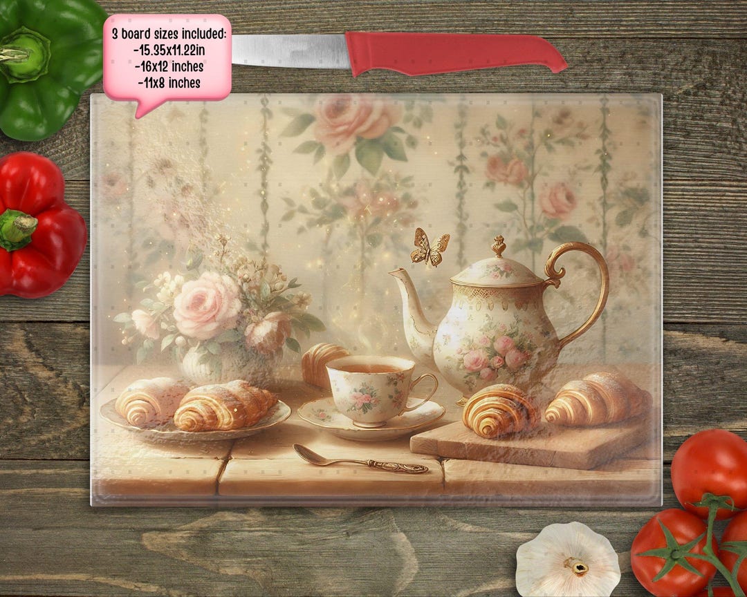 Cottagecore Cutting Board PNG Sublimation Design, Victorian Tea Party ...
