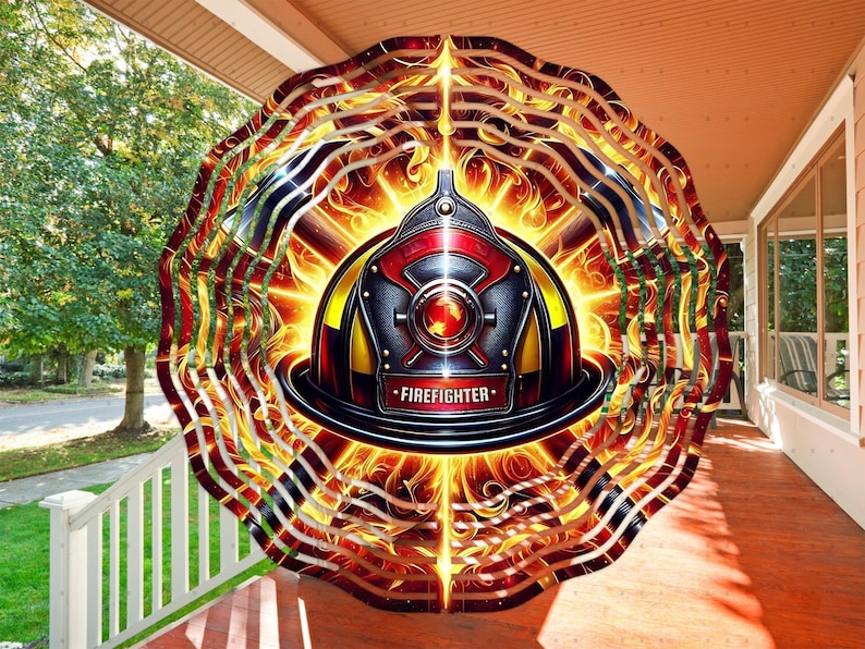 Firefighter Wind Spinner PNG Sublimation Design 10inch Door Hanger ...