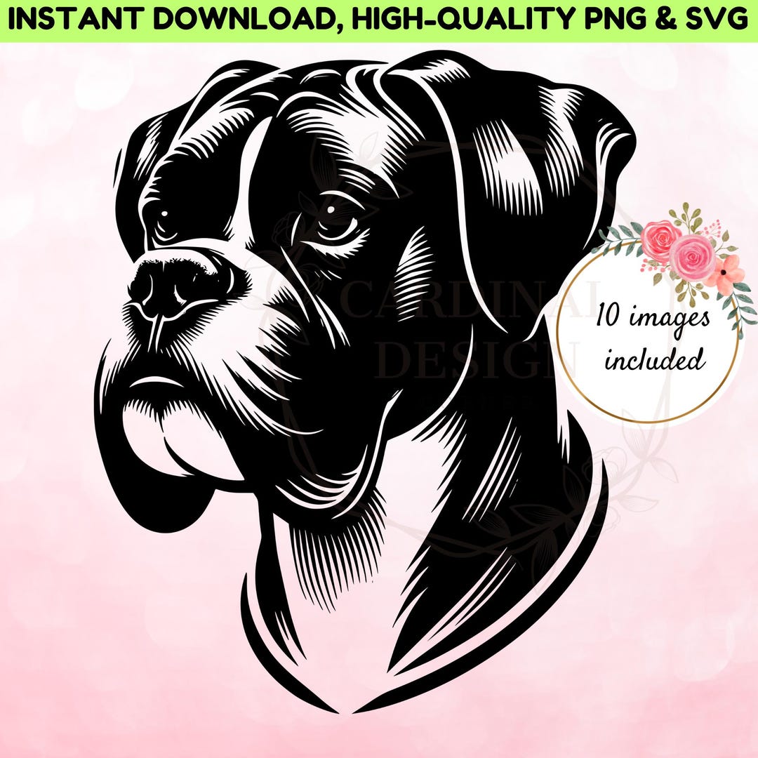 Boxer Dog SVG PNG Bundle 10x, Includes Boxer Head SVG Boxer Mom Boxer ...
