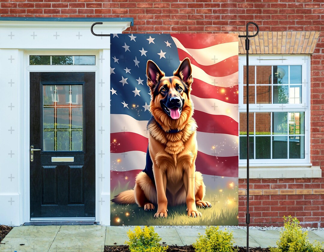 German Shepherd Garden Flag PNG Yard Flag Sublimation USA Flag ...