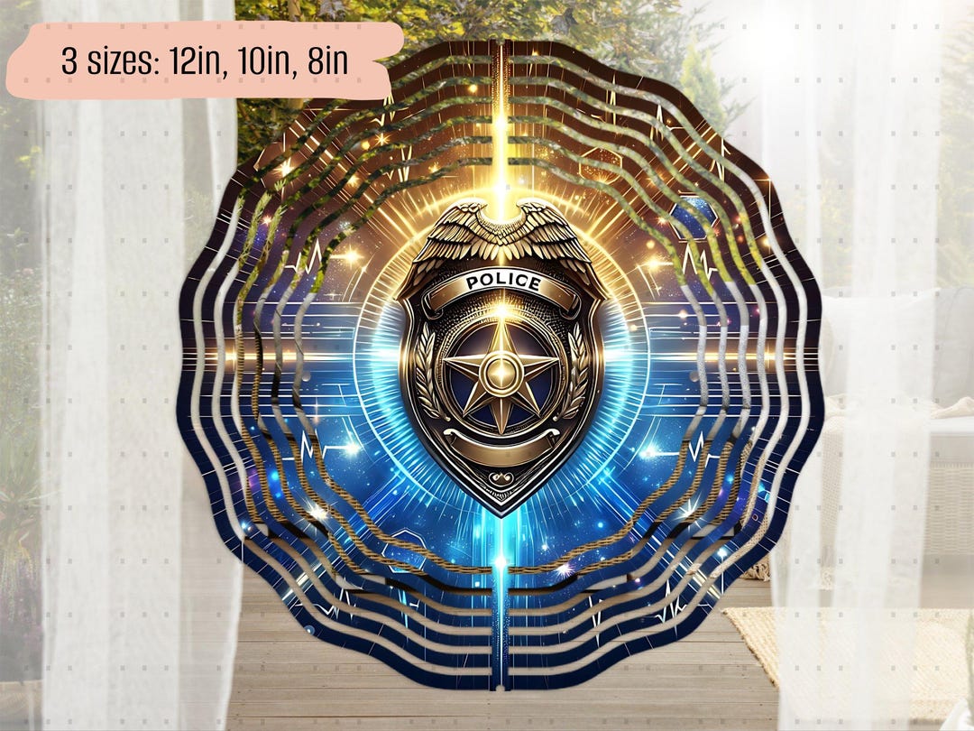 Police Wind Spinner PNG Sublimation Design 10inch Door Hanger Round ...