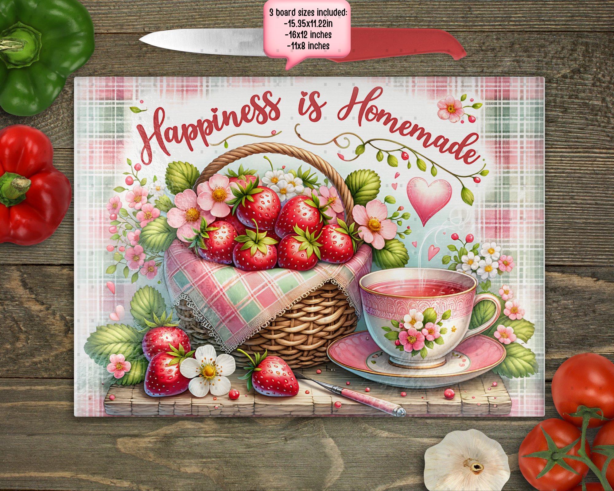 Cottagecore Strawberry Cutting Board PNG Sublimation Design, Rustic ...