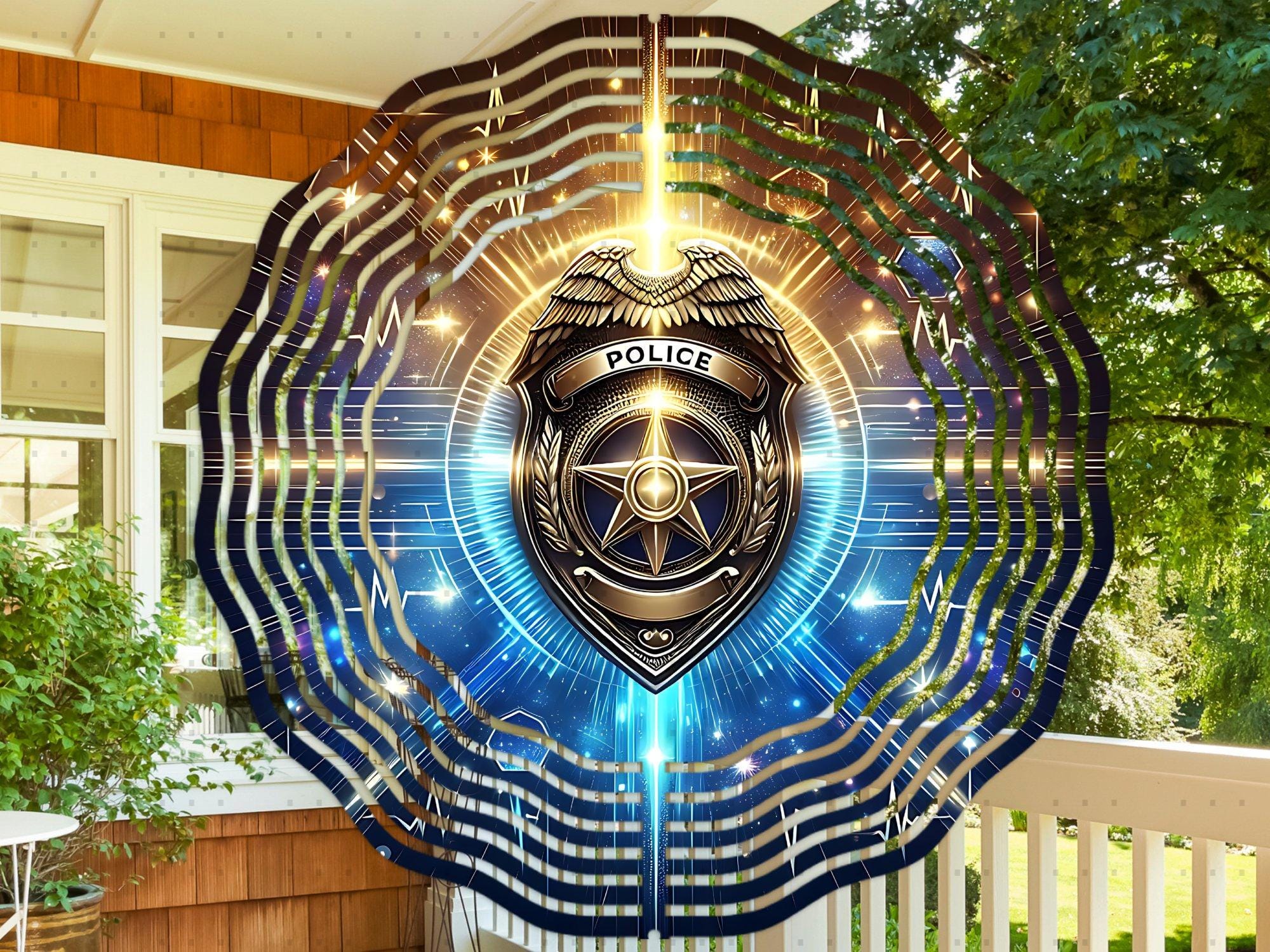 Police Wind Spinner PNG Sublimation Design 10inch Door Hanger Round ...