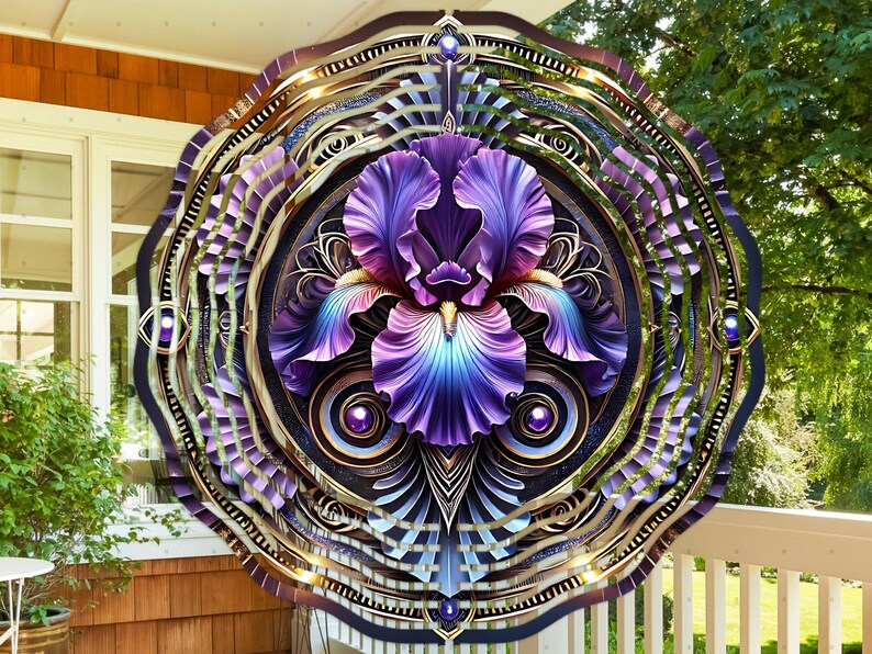Purple Iris Wind Spinner PNG Sublimation Designs, Sublimation Wind ...
