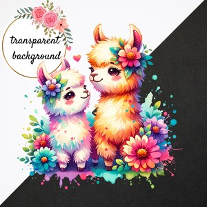 Llama Watercolor Clipart Bundle - 12 PNG Images, Adorable Alpaca ...