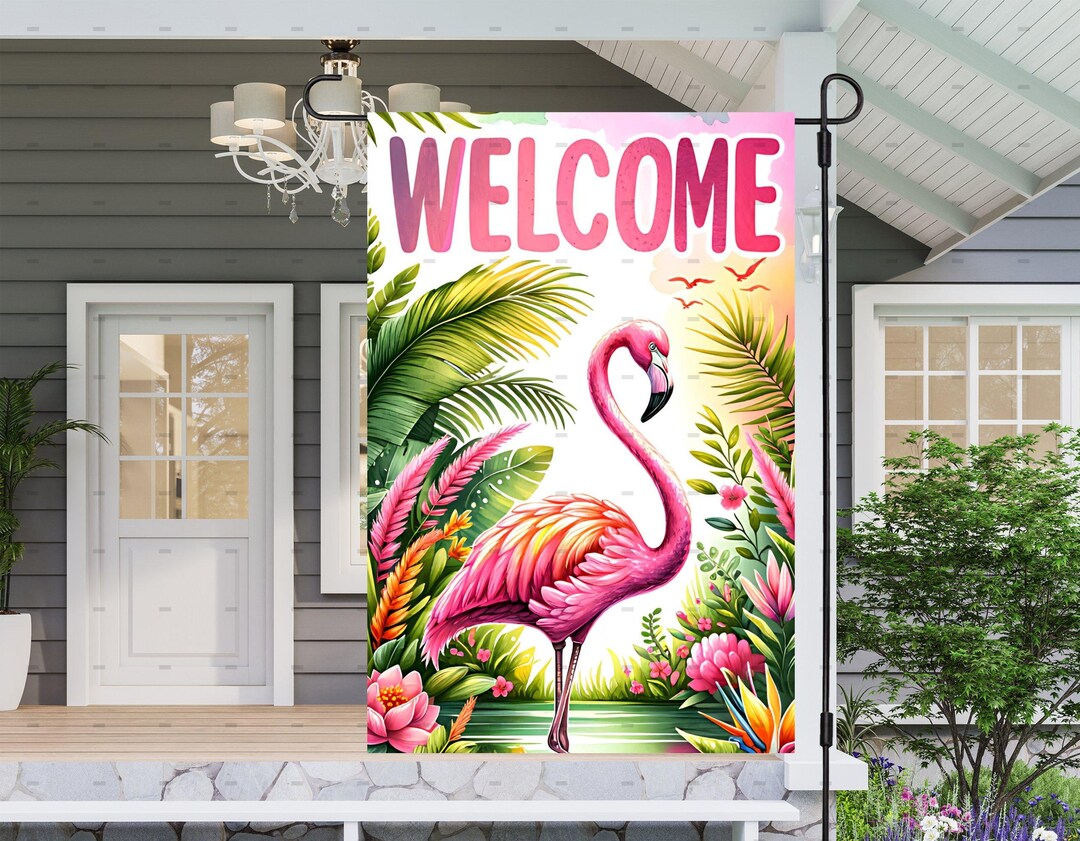Flamingo Garden Flag PNG, Instant Download Flamingo Yard Flag ...