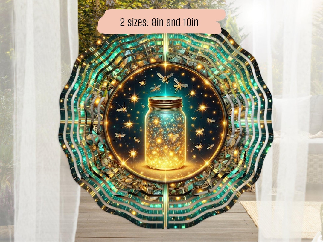 Fireflies Jar Wind Spinner PNG Sublimation Design 10in 8in Door Hanger ...