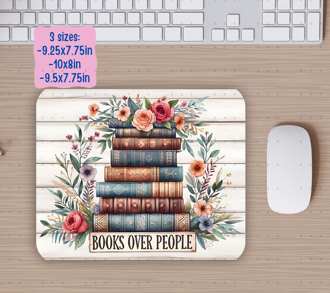 Bookish Mouse Pad Sublimation PNG Design, Cute Mousepad Png, Boho ...
