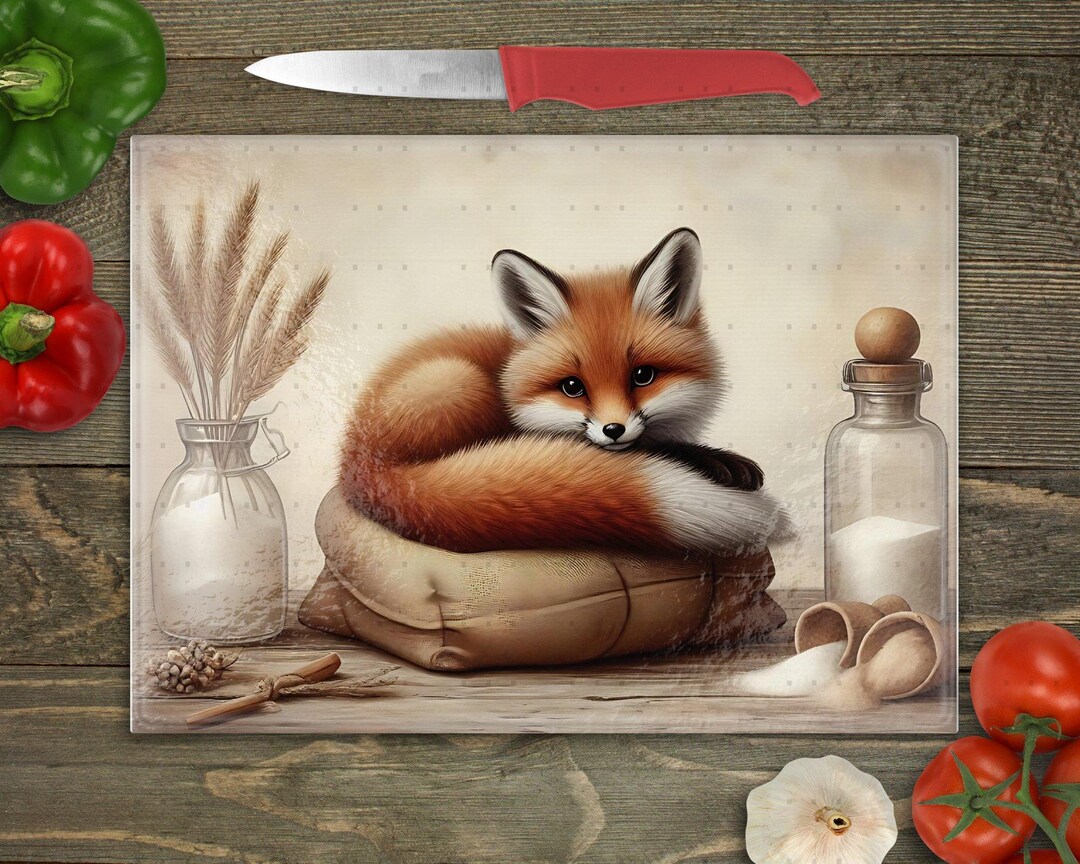 Fox Cutting Board PNG Sublimation Design, Chopping Board Png Svg, Glass ...