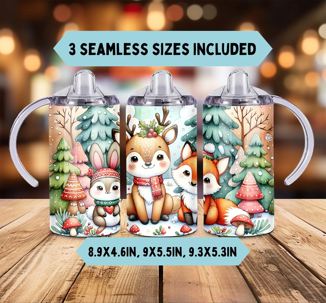 Cartoon 12oz Sippy Cup Png Sublimation Design, Straight Woodland ...