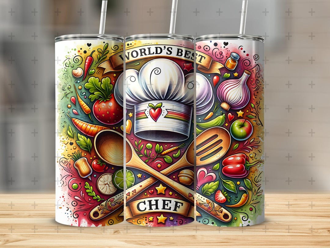 World's Best Chef 20oz Skinny Straight Tumbler Wrap, Chef's Life 20oz ...