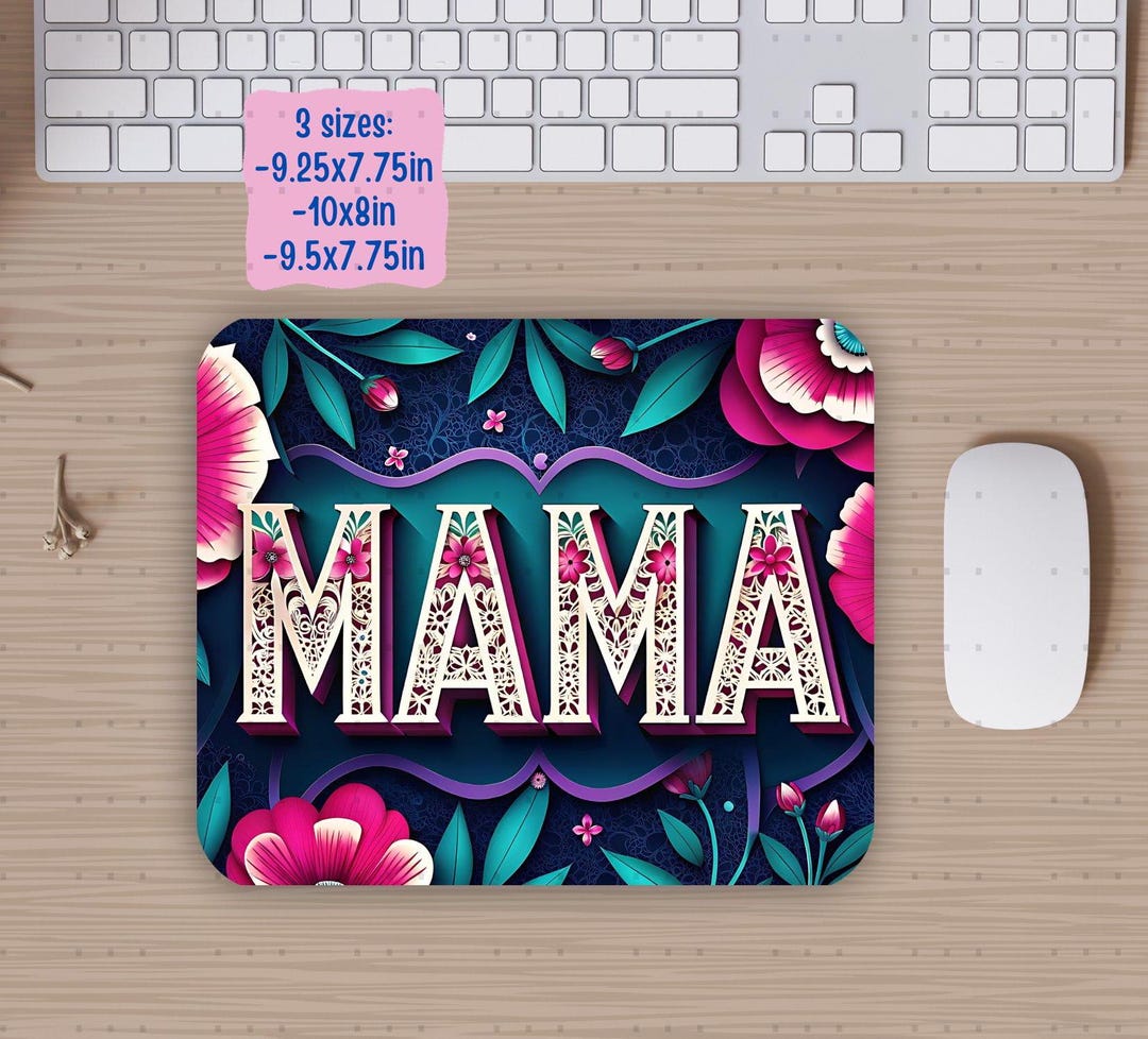 Mama Mouse Pad Sublimation PNG Design, Lace Decorated Letters Flower ...
