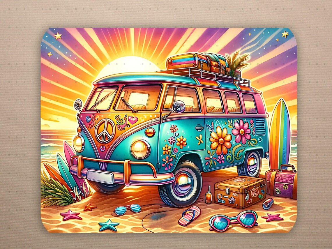 Retro Mouse Pad Sublimation PNG Design, Cute Mousepad Png, Hippie Tie ...