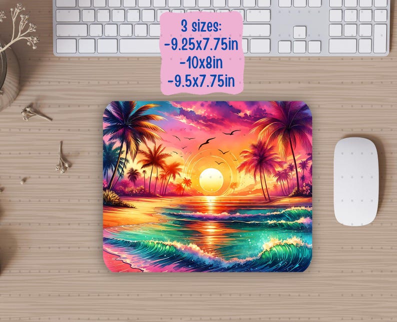 Summer Beach Sunset Aesthetic Mouse Pad PNG Sublimation Design, Cute ...