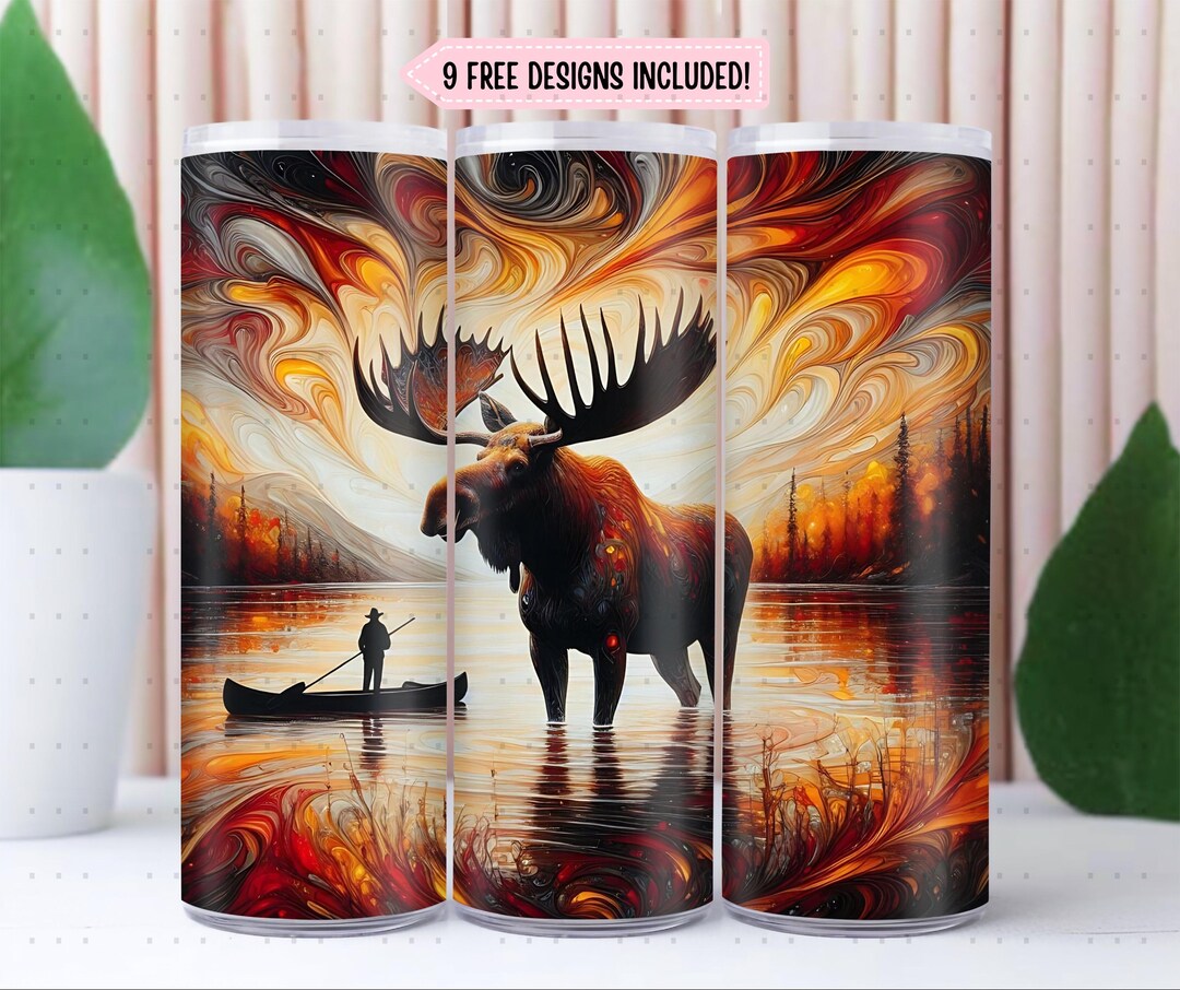Moose Hunting Tumbler Wrap PNG Sublimation Design, Men's Hunting ...