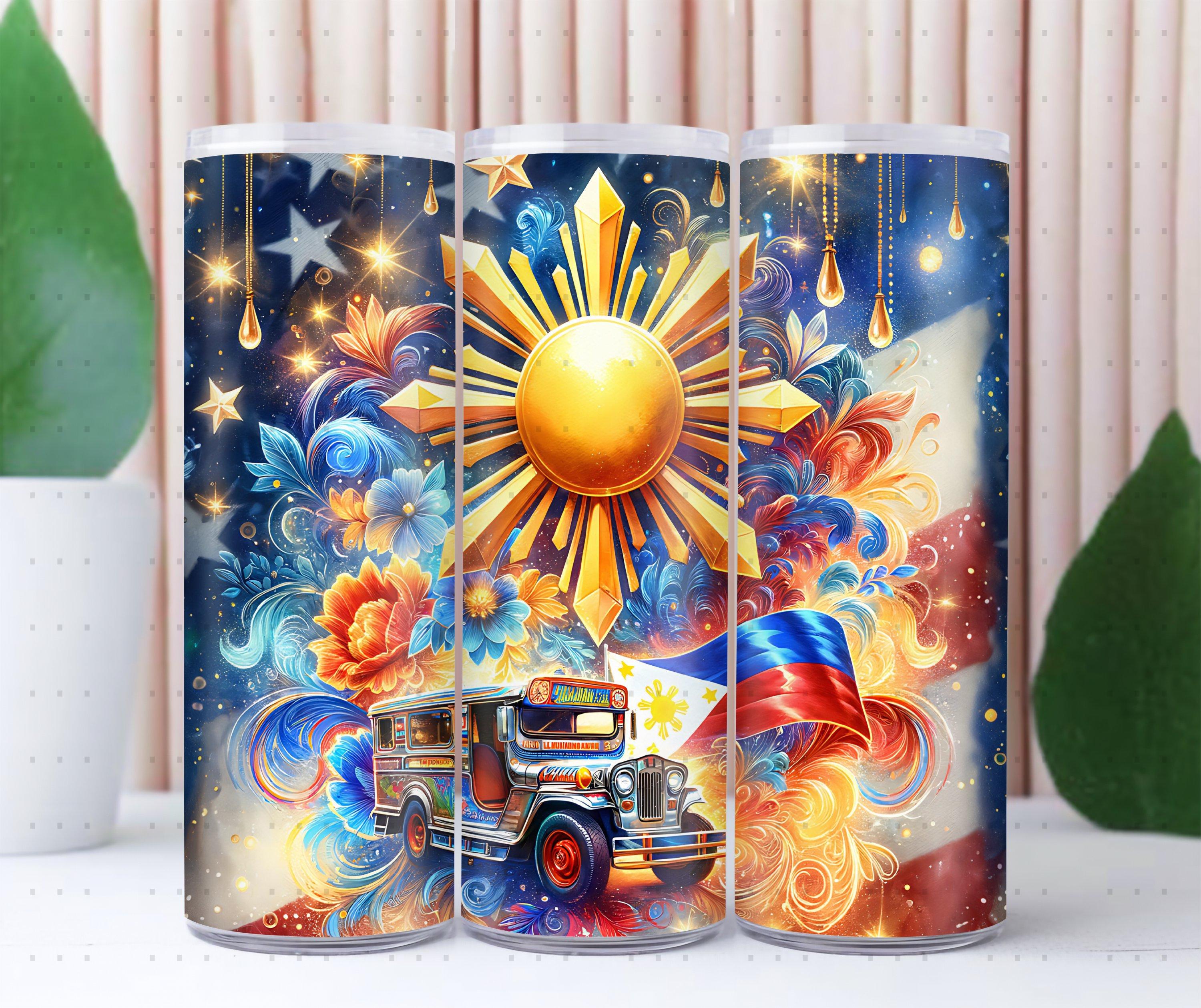 Filipino American Tumbler Wrap PNG Sublimation Design, Patriotic 4th of ...