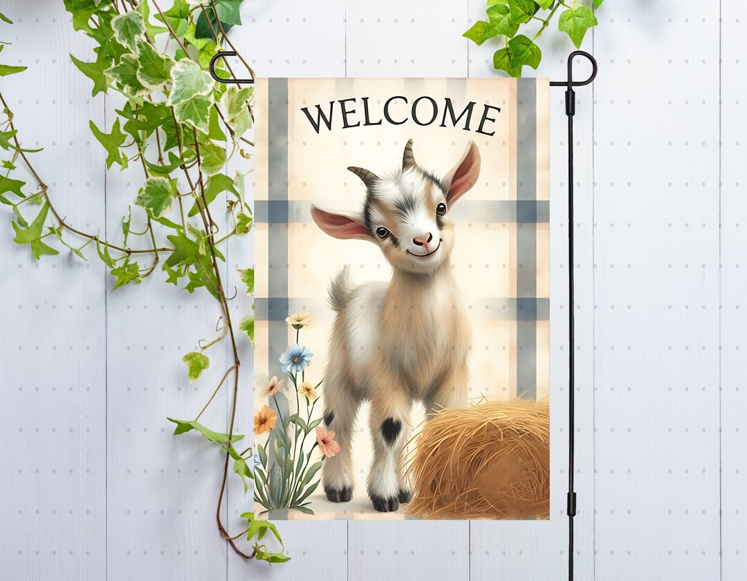 Goat Welcome Garden Flag PNG Sublimation Design Yard Flag Decor, Rustic ...