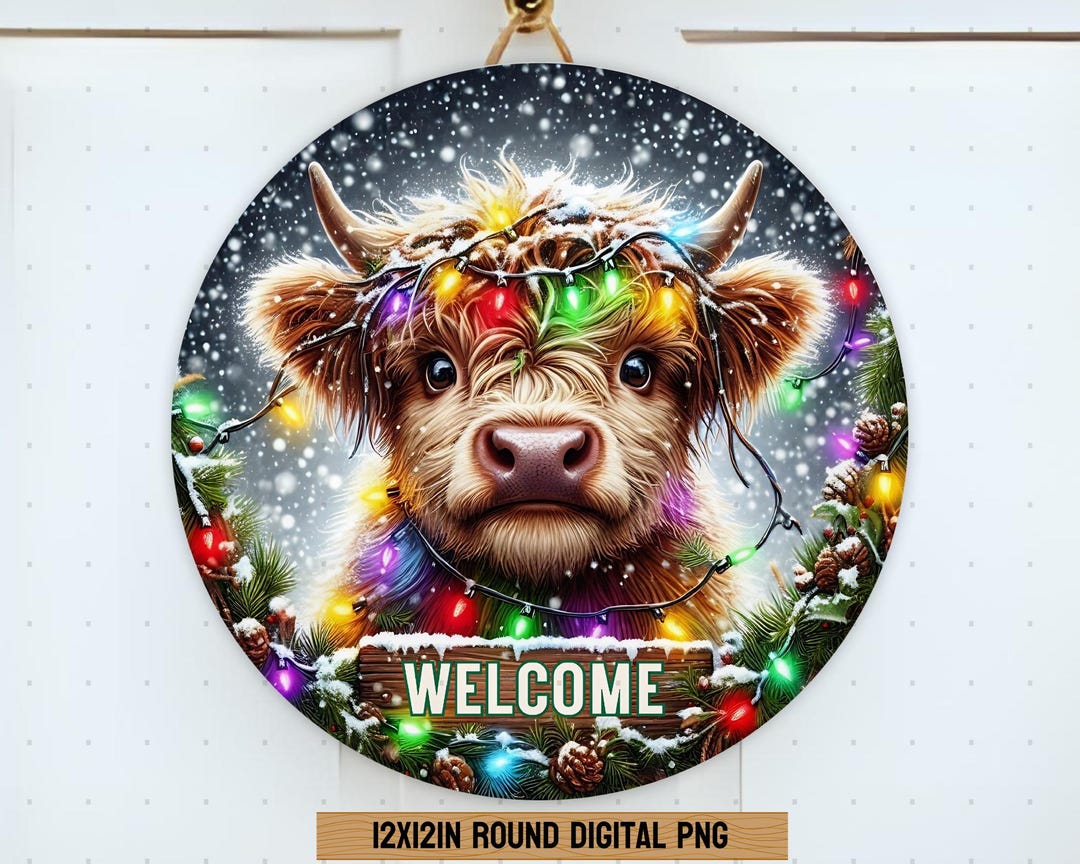 Funny Highland Cow Welcome Sign Door Hanger Png Sublimation Design,cute ...