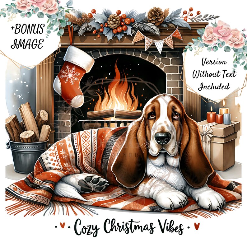 Merry Christmas Basset Hound PNG + Bonus - Xmas Wish Instant Download ...