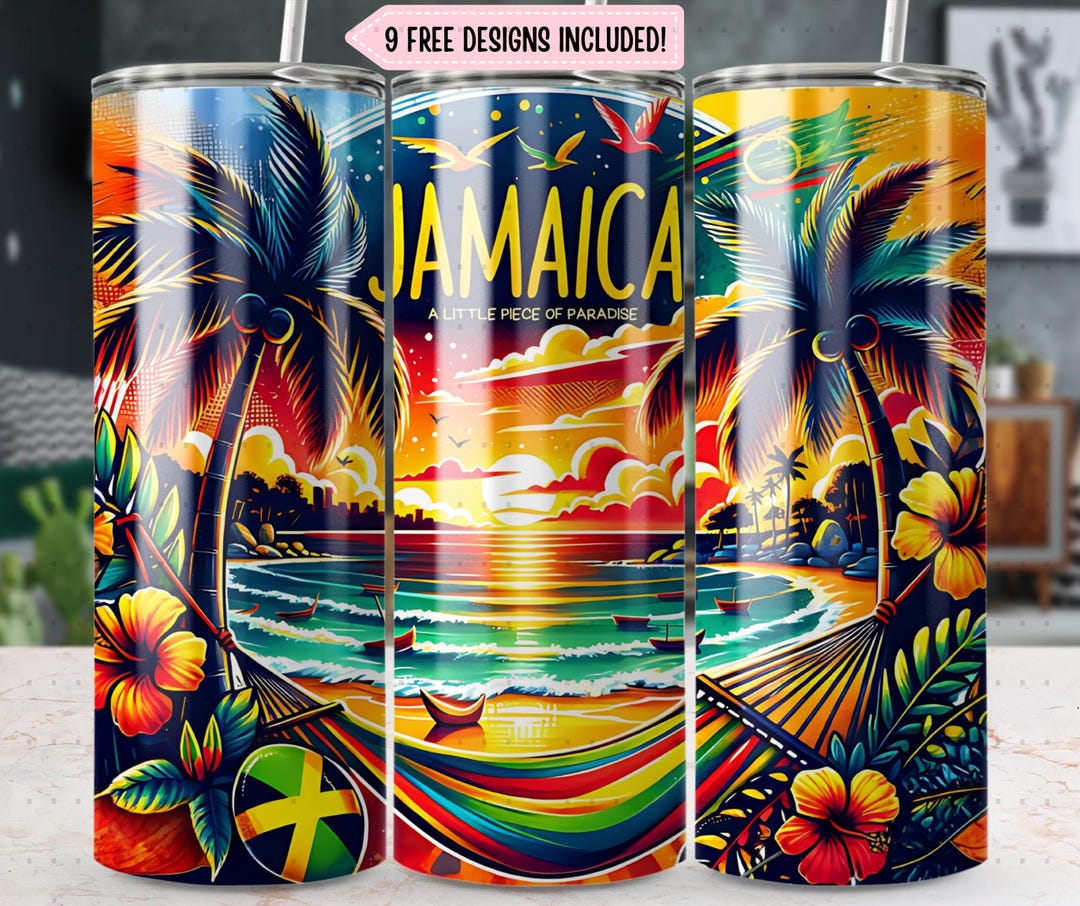 20oz Skinny Jamaica Tumbler Wrap PNG Sublimation Design Jamaica ...