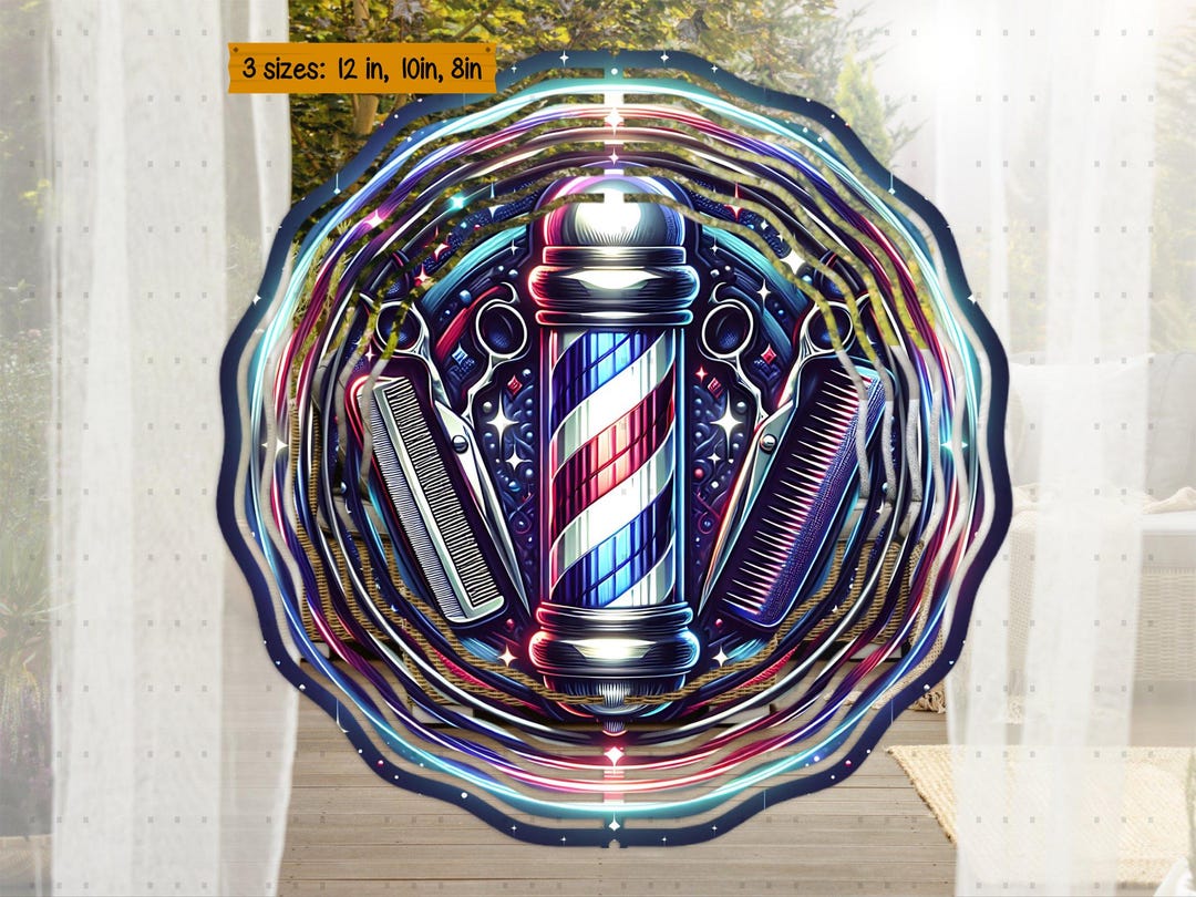 Barber Wind Spinner PNG Sublimation Design 10inch Door Hanger Round ...