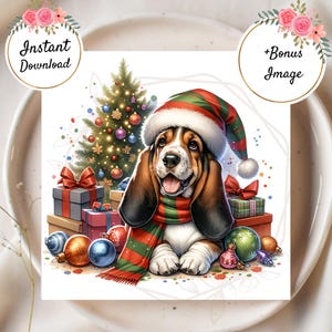 Holiday Basset Hound PNG Merry Christmas Basset Hound Shirt Digital ...