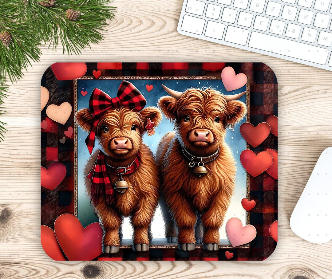 Highland Cow Mouse Pad Sublimation PNG Design, Cute Mousepad Png, Love ...