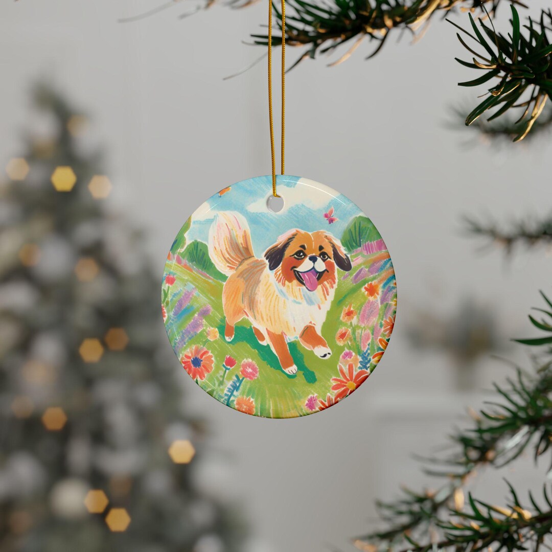 Colored Pencil Art, Pekingese Ceramic Dog Ornament, Colorful Pet ...