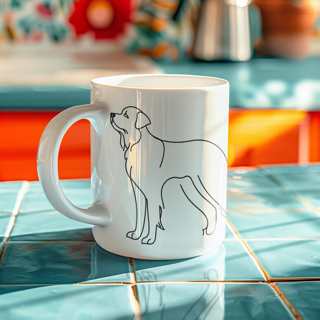Great Pyrenees Line Art Mug 15oz, Coffee Cup, Dog Lover Gift, Animal ...