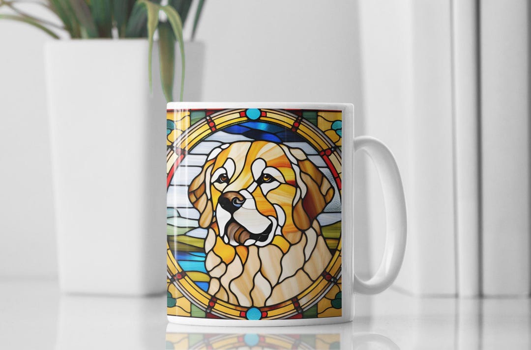 Golden Retriever Stained Glass Ceramic Mug, Dog Lover Coffee Cup ...