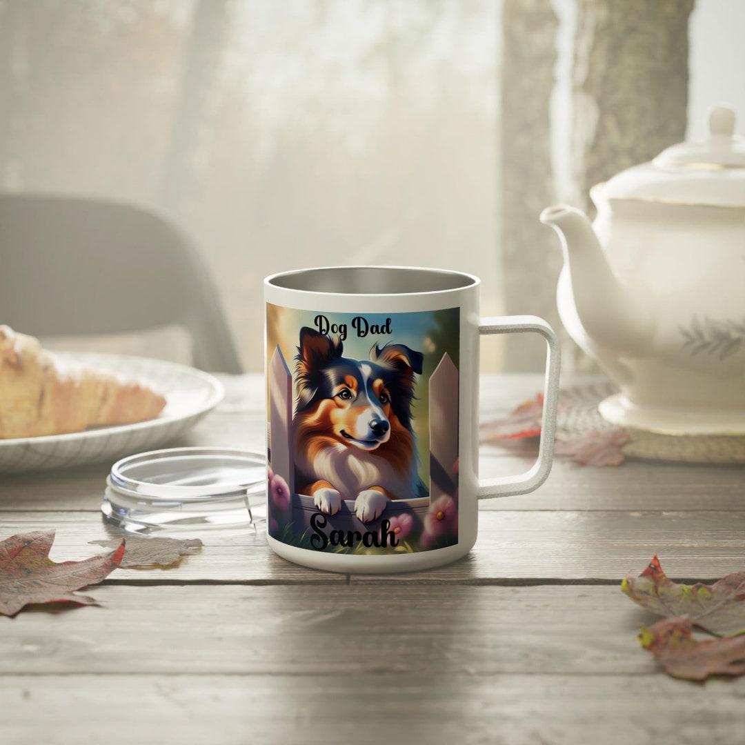 Personalized Sheltie Insulated Coffee Mug, Pet Lover Gift, Dog Dad Gift ...