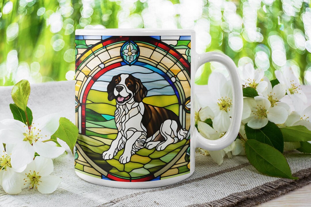 Springer Spaniel Stained Glass Art Dog Lover Mug, Colorful Ceramic Cup ...