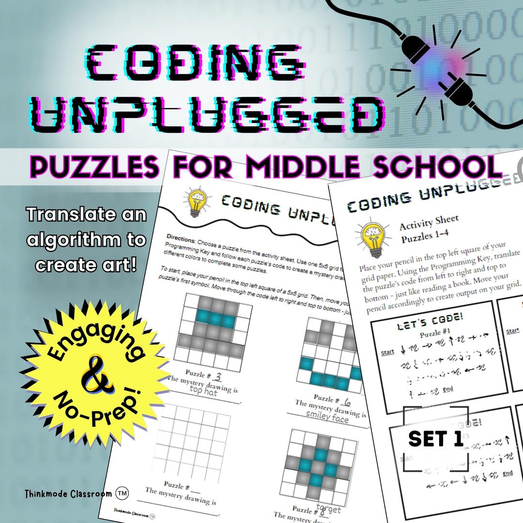 Coding Unplugged SET 1 Offline Mini Puzzles for Middle School-the ...