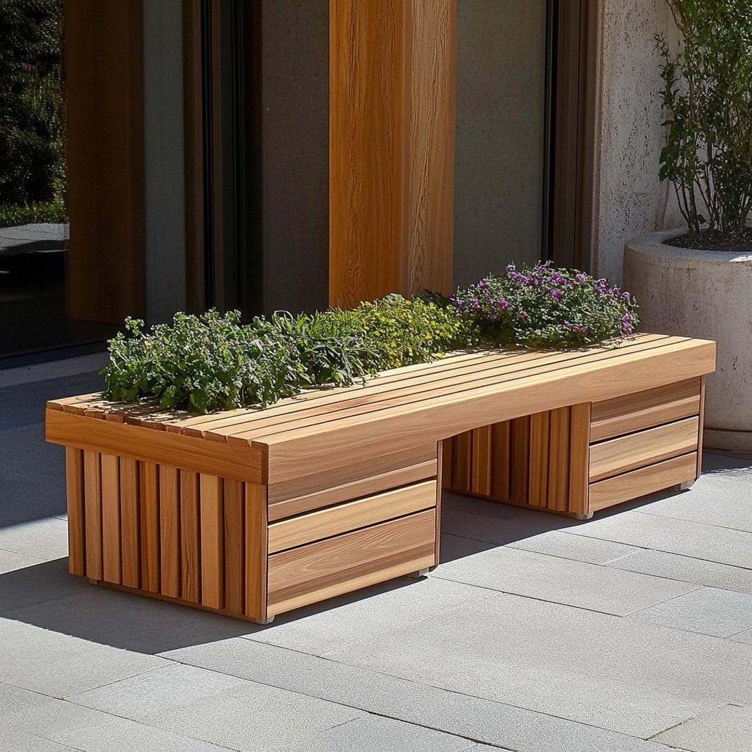 Easy Modular Planter Bench Woodworking Tutorial - Etsy