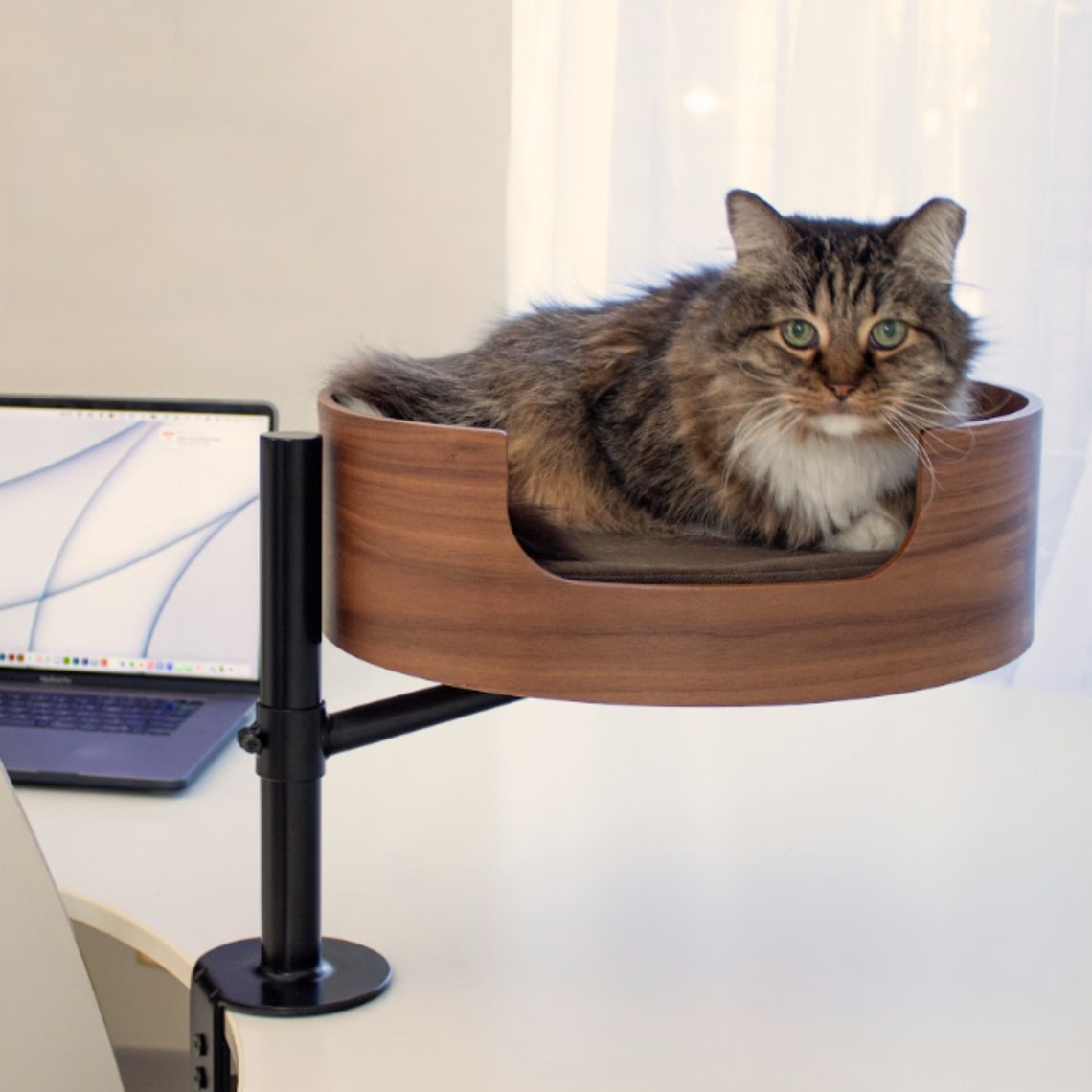 Desk Nest Cat Bed - Pet Furniture - Cat Tower - Modern Cat Perch - Cozy ...