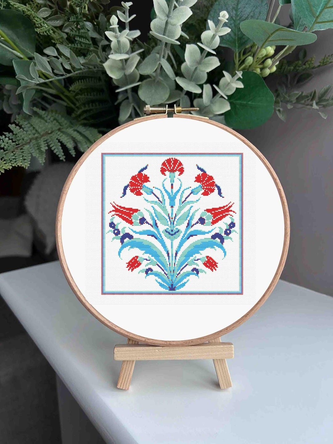 Turkish Floral Cross Stitch Pattern, Ottoman Iznik Embroidery (PDF ...