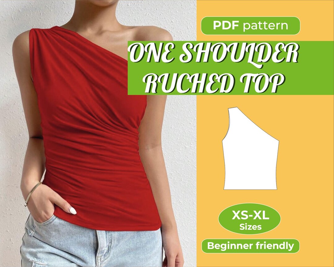 One-shoulder Ruched Top Sewing Pattern | XS-XL | DIY Asymmetric Women's ...
