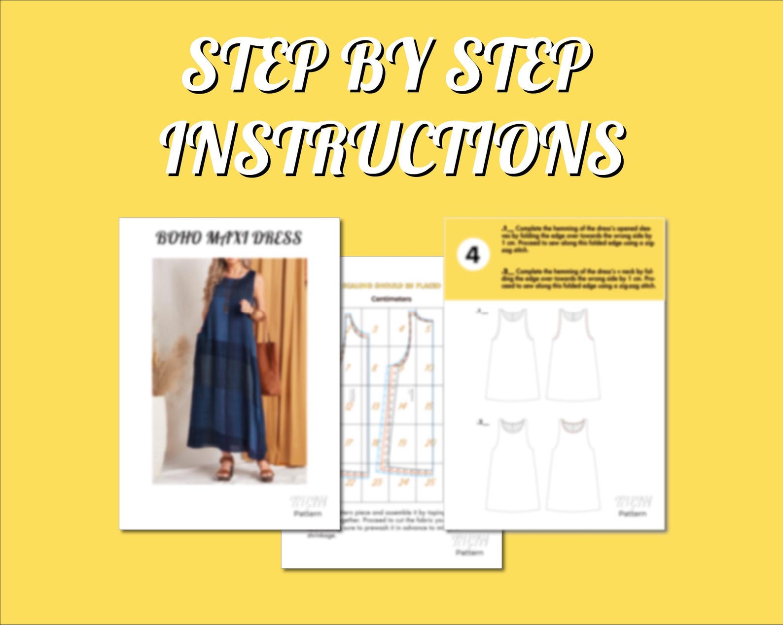Boho Maxi Dress Pattern for Women PDF | XS-XXXXXL | Sleeveless Dress ...