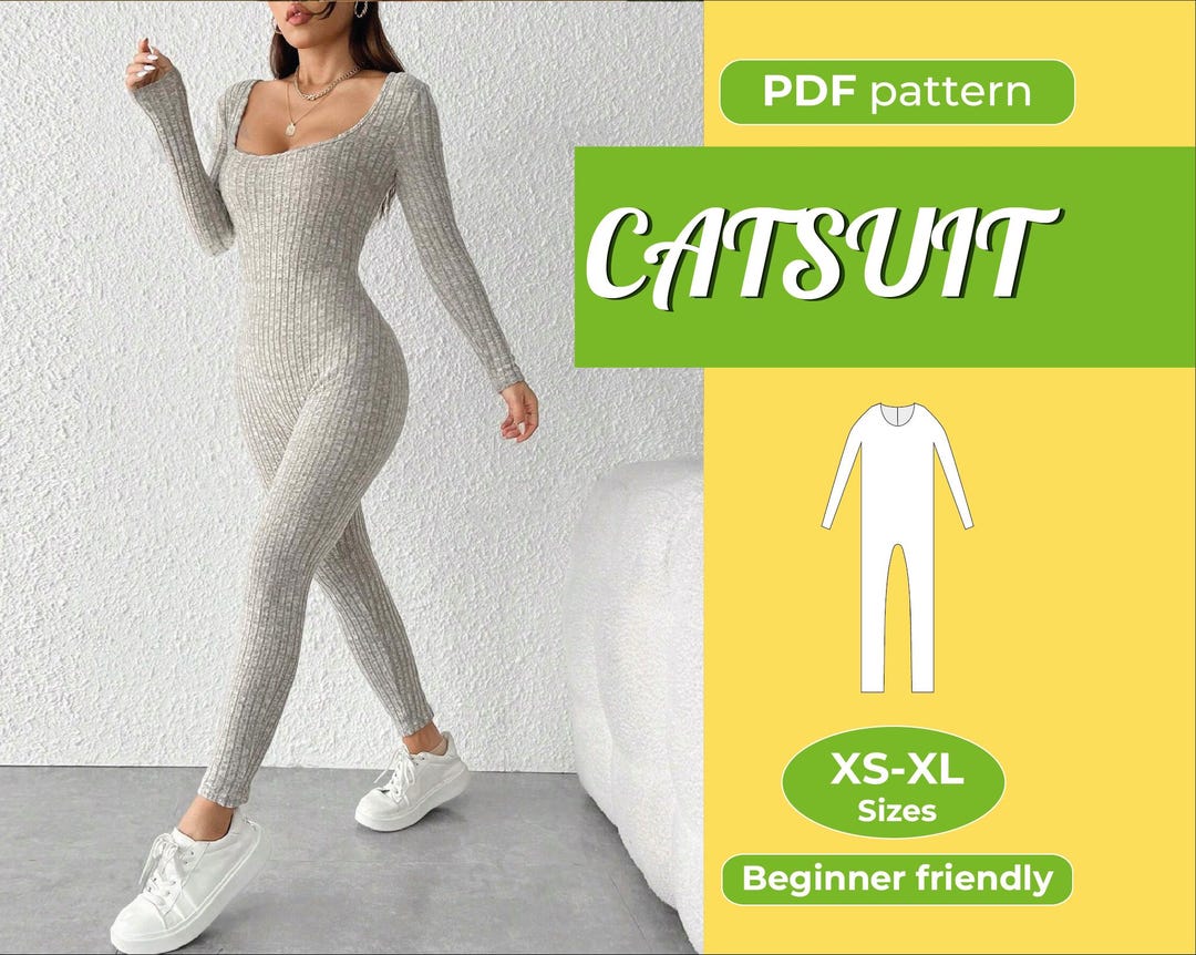 Catsuit Sewing Pattern | XS-XL | Jumpsuit Pattern | Bodysuit Pattern ...