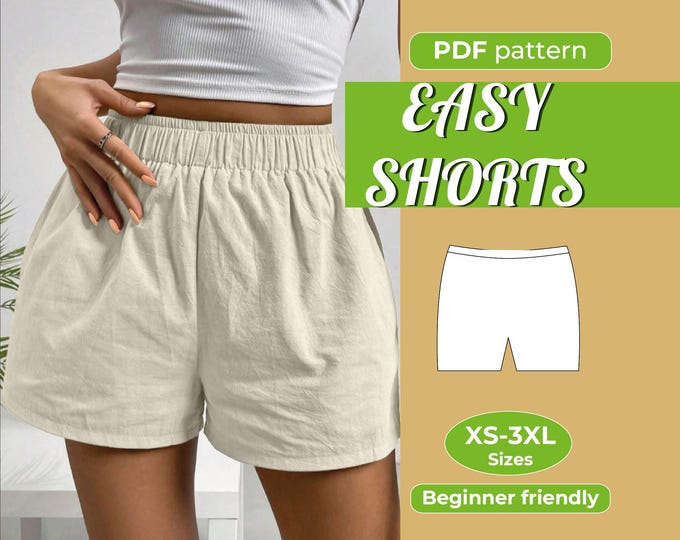 Easy Shorts Sewing Pattern | XS-XXXL | Women's Elastic Short | High ...