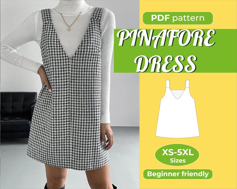 Pinafore Dress Pattern | XS-XXXXXL | Overall Dress Sewing Pattern ...