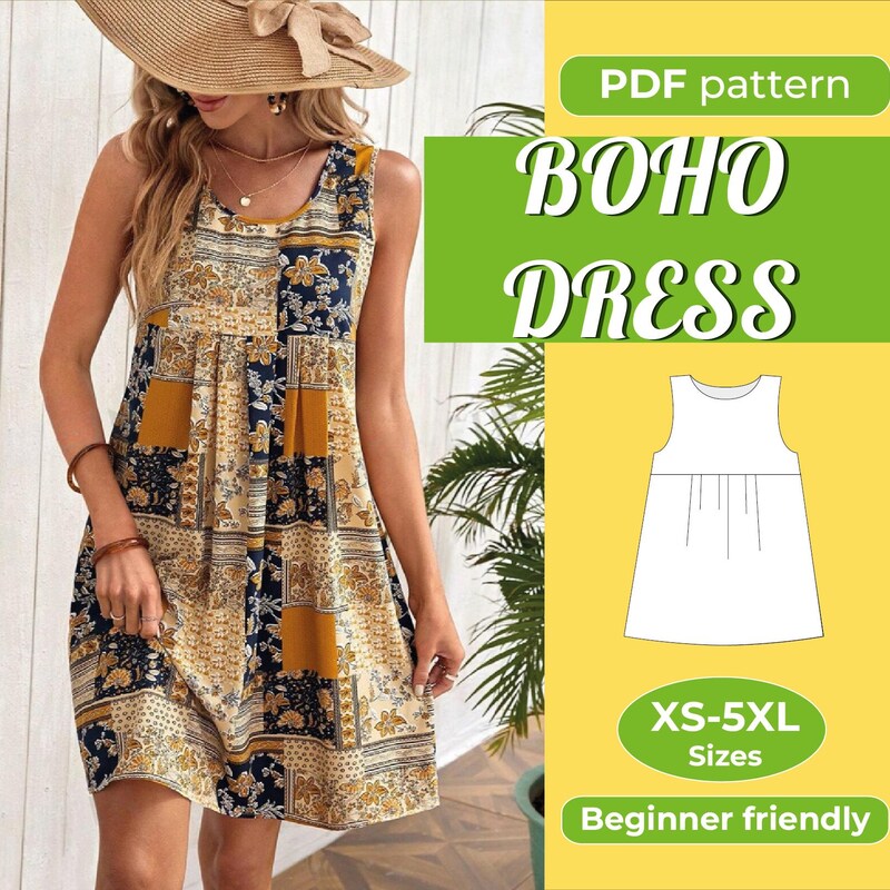 Boho Dress Pattern - Etsy