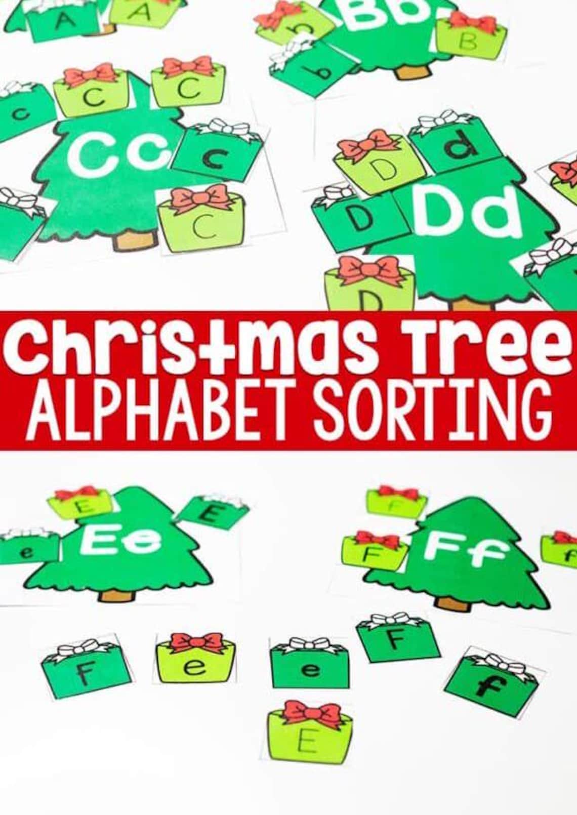 Christmas Tree Letter Matching Game | Christmas Alphabet Sorting ...