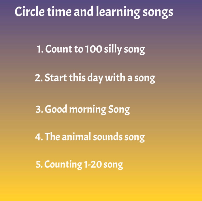 Preschool Circle Time Songs MP3 Playlist digital Download Etsy