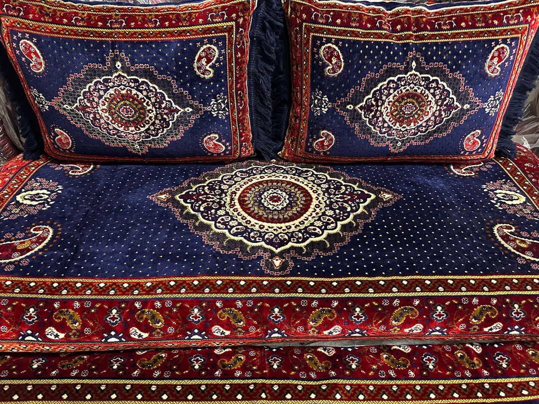 Afghan Toshak Floor Sofa Cover Set, Velvet Cushions (3pcs) - Etsy