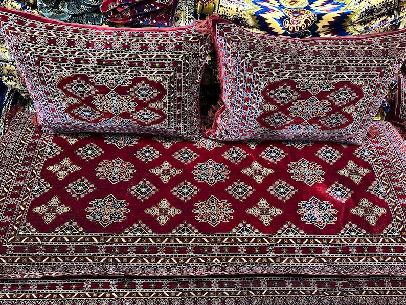 Velvet Afghan Toshak Set, Moroccan Diwan Cover With Pillows (3pcs) - Etsy